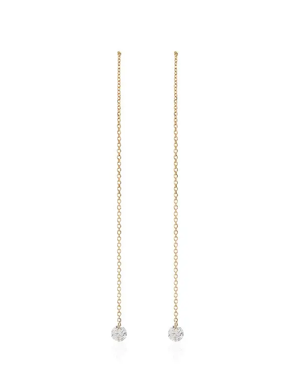 PERSEE 18kt Yellow And Diamond Drop Thread Earrings