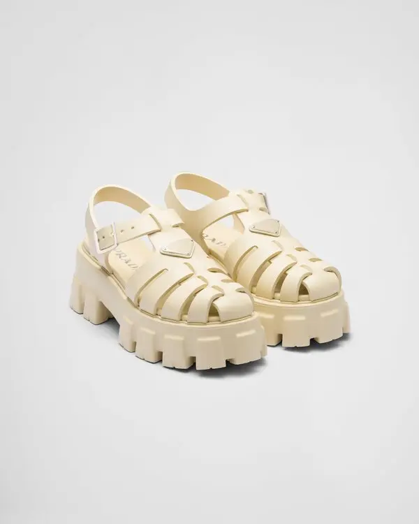 Prada Rubber Monolith Sandals - Quartz