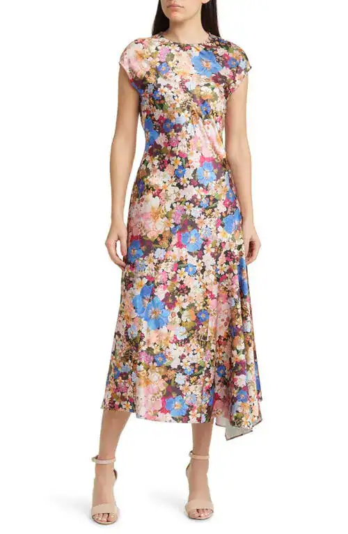 navy blue dress for baby girl TED BAKER TIIMARA POINTELLE KNIT ASYMMETRIC MIDI DRESS main image 0