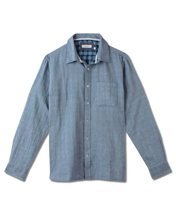 Buy Ace Rivington Chambray Double Gauze Shirt In Blue Chambray Multi
