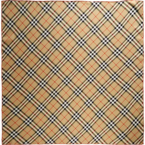 Burberry Check Square Silk Twill Scarf - Sand