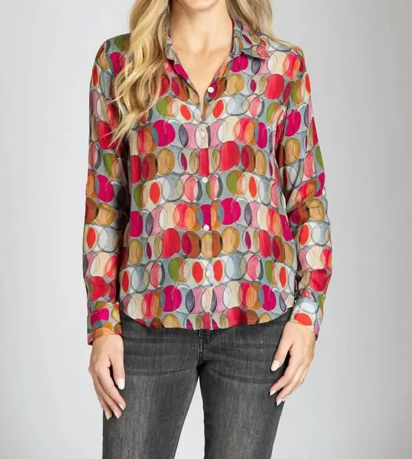 Buy Apny Overlapping Circles Print Shirt In Red - Multi At 30% Off ...