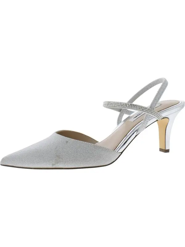 Buy Nina Billie Pointed Toe Comfy Kitten Heels - Silver At 34% Off ...