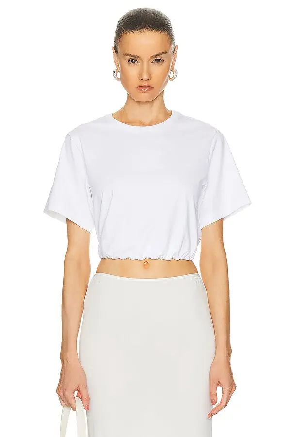 Simkhai Jojo Short Sleeve Cropped T-shirt - White