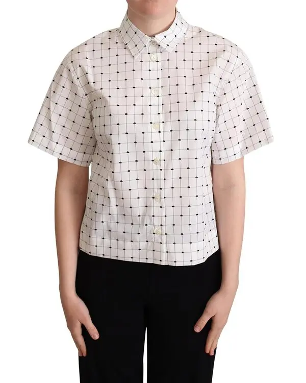 Dolce & Gabbana Black White Polka Dot Collared Polo T-shirt