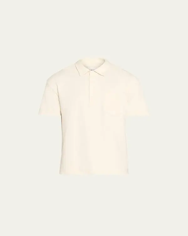 FRAME Duo Fold Ribbed Polo - White Canvas