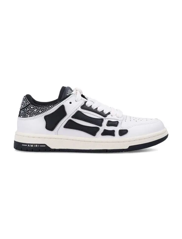 Amiri Crystal Satin Skel Top Low Sneakers - Black