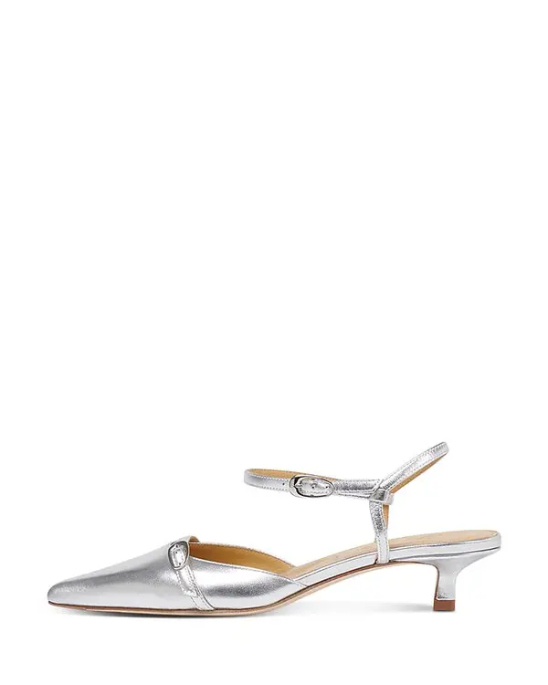 AeydĒ Melia Pointed Toe Pumps - Silver