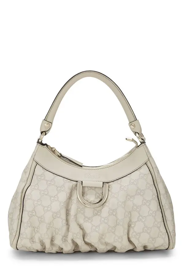 Gucci Guccissima D-ring Abbey Small Shoulder Bag - White