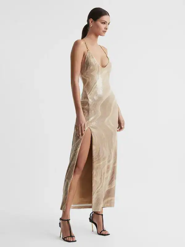fit and flare midi dress long sleeve Fit & Flare Raised Linear Stitch Midi Dress
