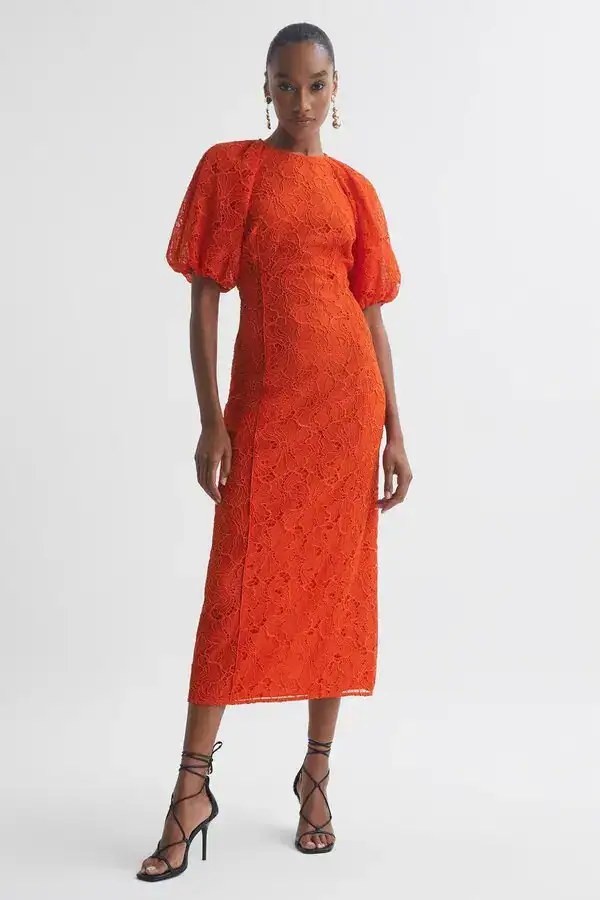 knee length dresses for ladies Vineyard Bound Smocked Midi in Orange S / Orange