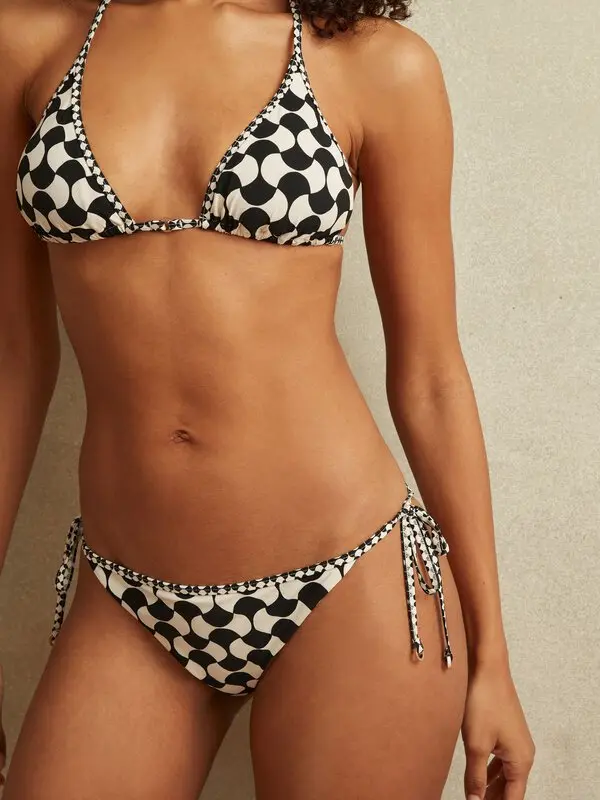 REISS Thia Printed Side Tie Bikini Bottoms