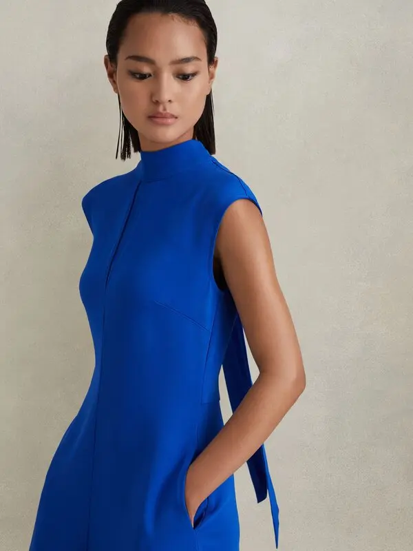 REISS Libby Petite Fitted Asymmetric Midi Dress - Cobalt Blue