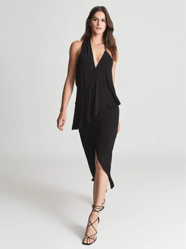 REISS Xena Strappy Open Back Cocktail Dress - Black