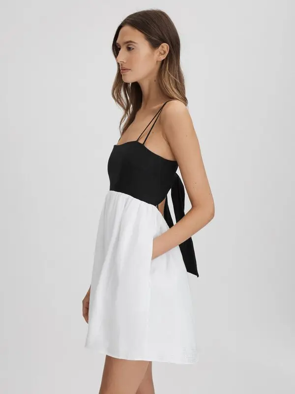 REISS Hadley Linen Mini Dress