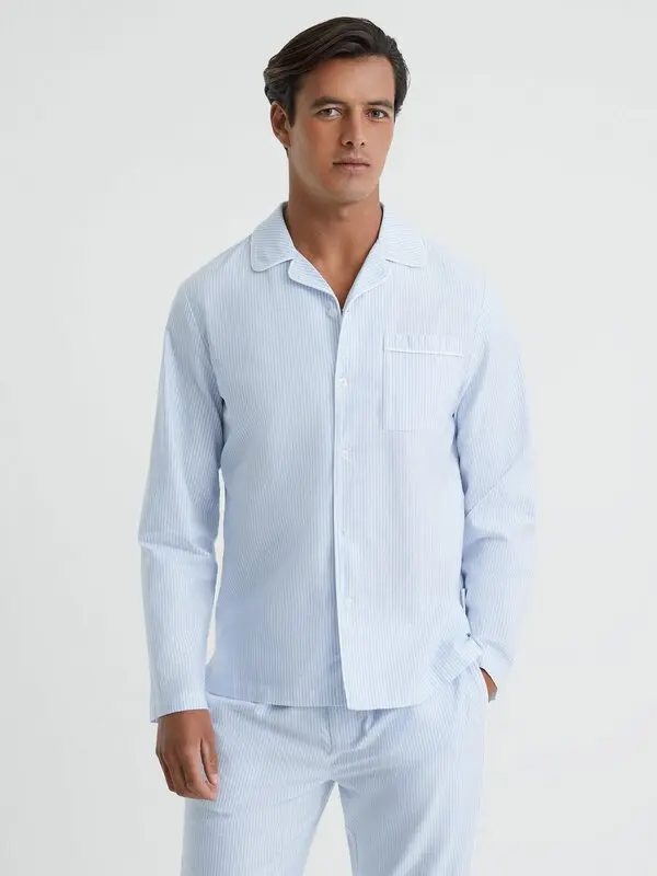 REISS Westley Striped Cotton Button-through Pyjama Shirt