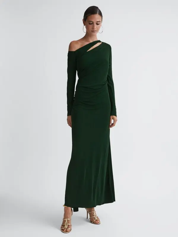 REISS Delphine Off-the-shoulder Maxi Dress - Green