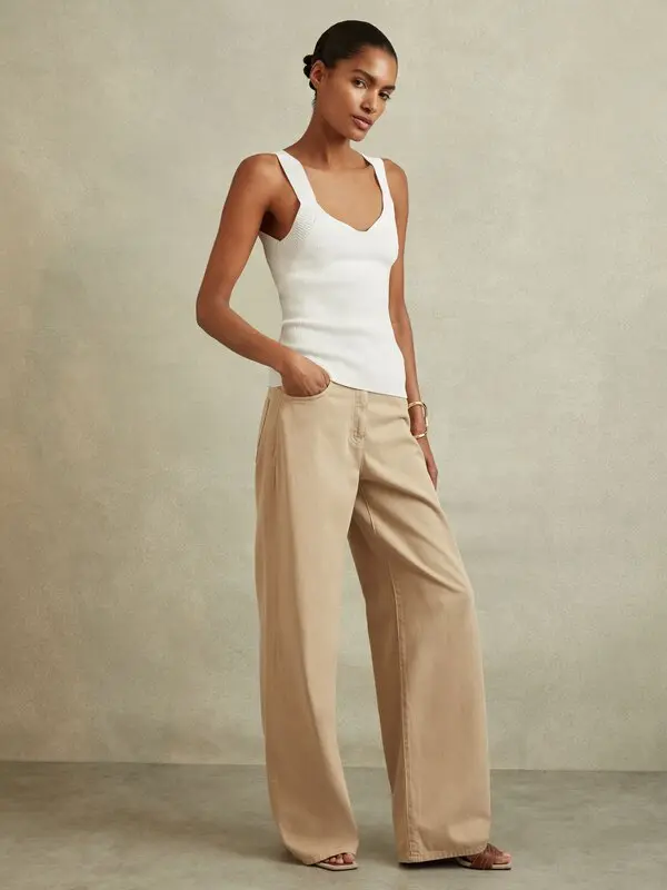 REISS Dani Sweetheart Neck Top - White