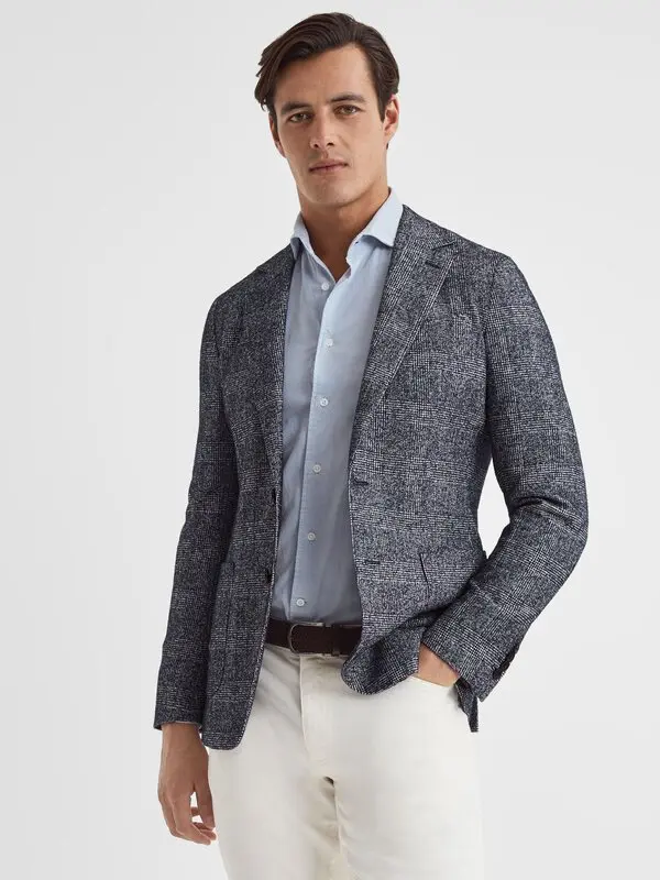 REISS Lindhurst Slim Fit Single Breasted Check Blazer
