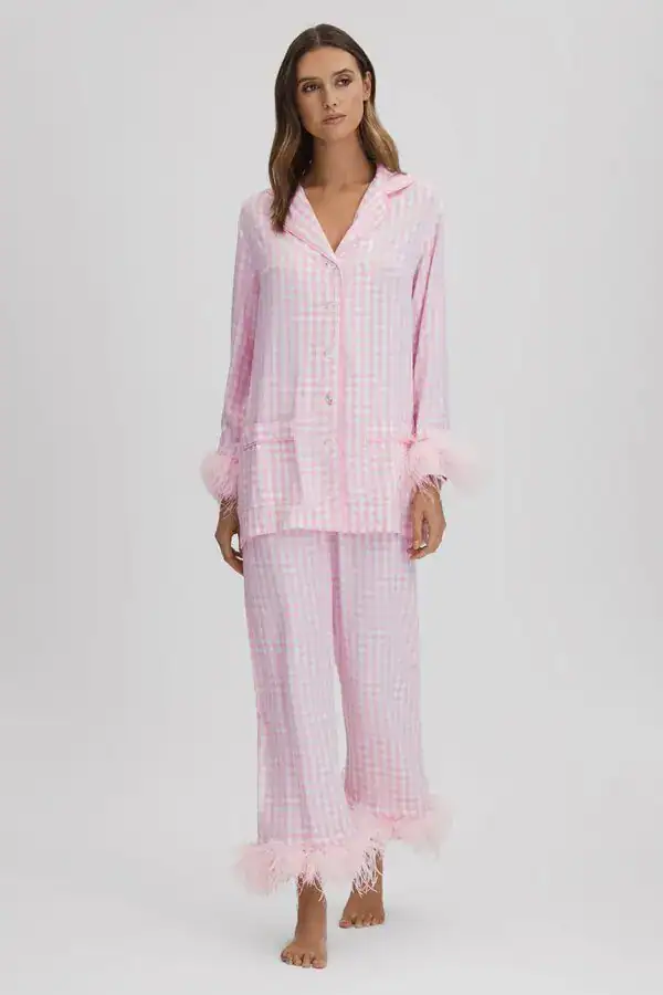 Sleeper Detachable Feather Pyjama Set - Pink/white | Editorialist