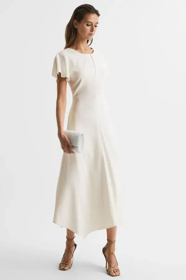 knee length dresses for ladies Lynnie Cap Sleeve Maxi Dress Cream main image 0