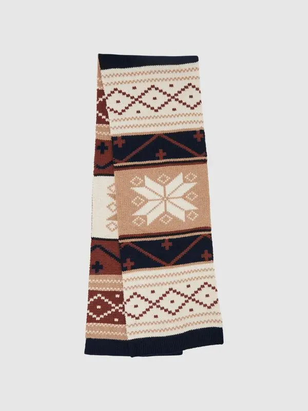 REISS Norbury Multi Norbury Fairisle Pattern Knitted Scarf