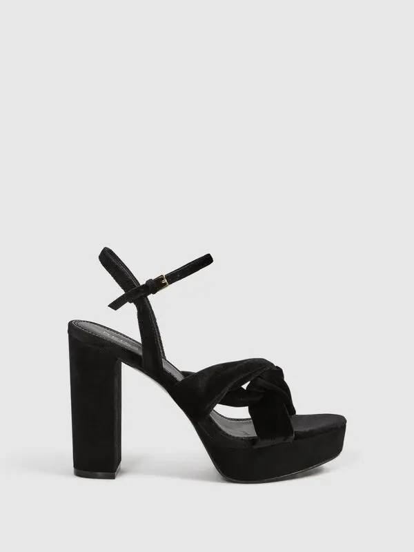 REISS Harmony Velvet Platform Heels