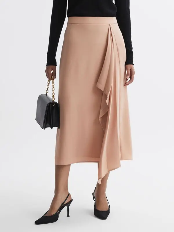 REISS Ash High-rise Ruffle Midi Skirt