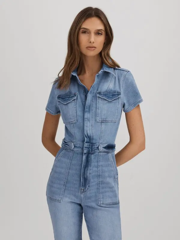 Good American Fit For Success Denim Jumpsuit - Mid Blue