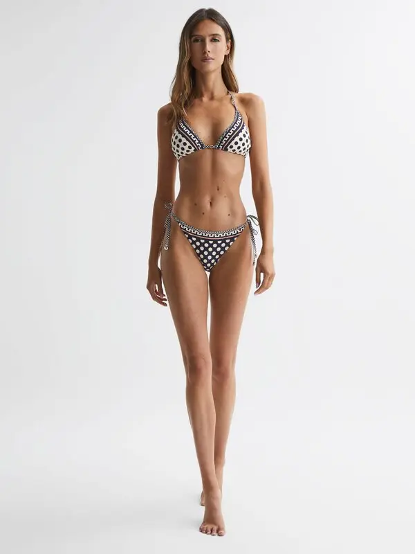 REISS Zana Printed Halterneck Triangle Bikini Top