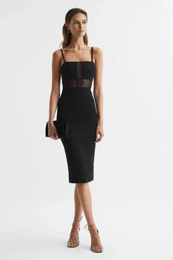 black dress reiss Chic Essential Strapless Smocked Black Maxi Dress Black / Medium main image 0
