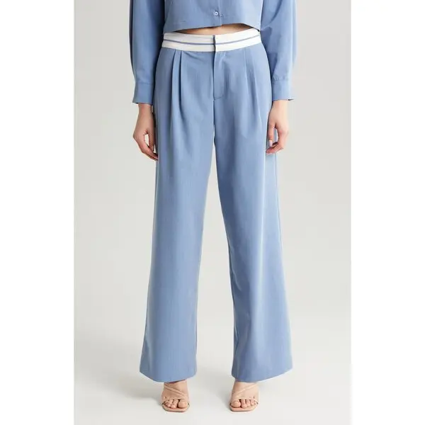 WAYF Preston Pleated Wide Leg Trousers