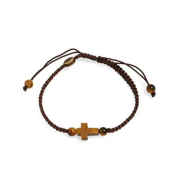 Caputo & Co Tiger's-eye Cross Macrame Bracelet - Tiger Eye