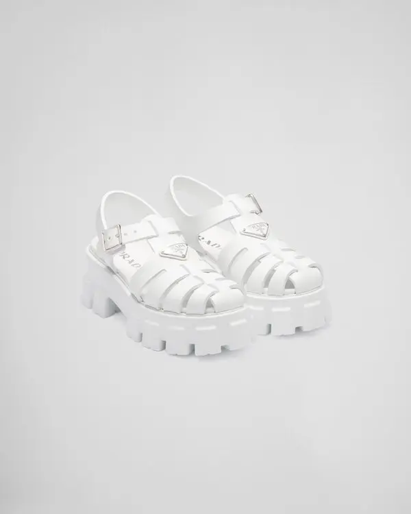 Prada Rubber Monolith Sandals - White