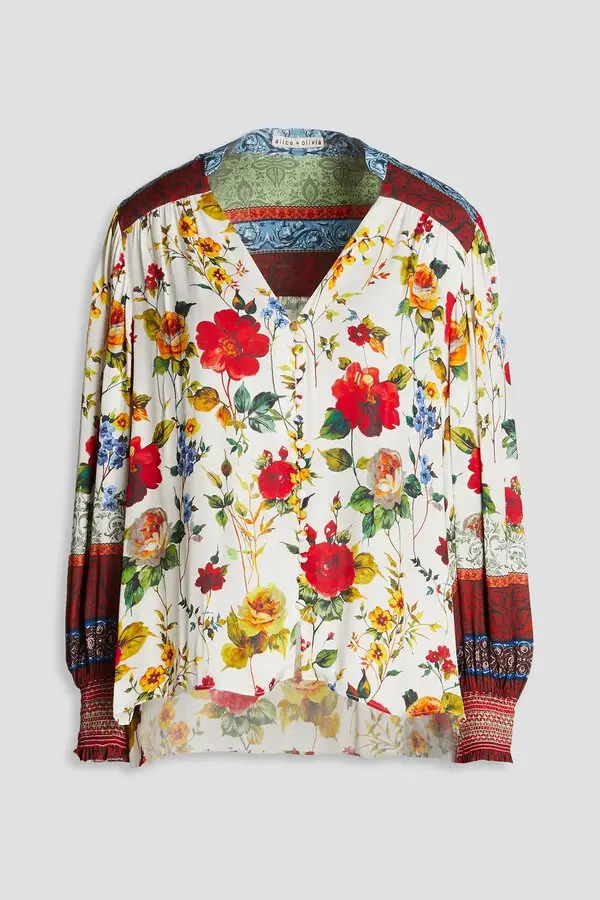 Alice + Olivia Serena Floral-print Twill Blouse