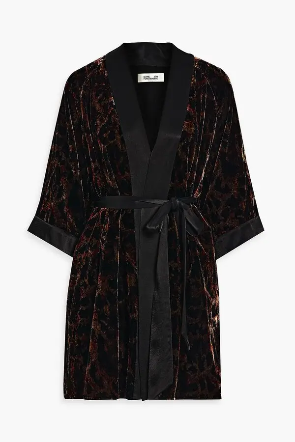 Diane Von Furstenberg Julane Satintrimmed Leopardprint Velvet Robe