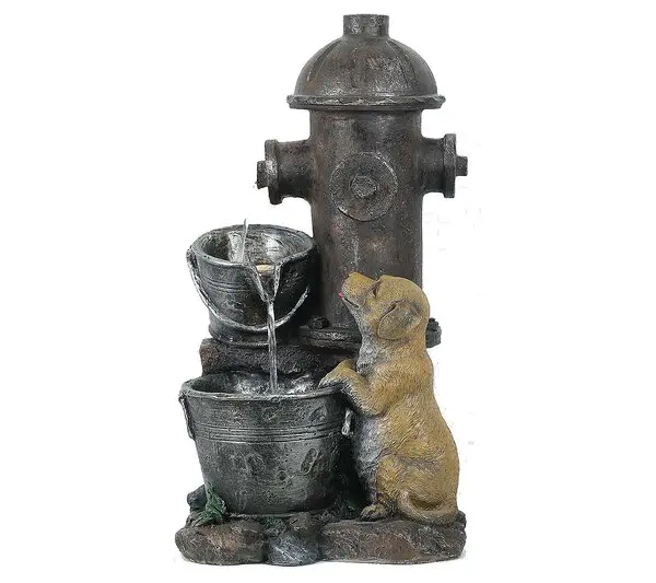 SANTA'S WORKSHOP 23.2' Lighted Fire Hydrant And Pup Fountain