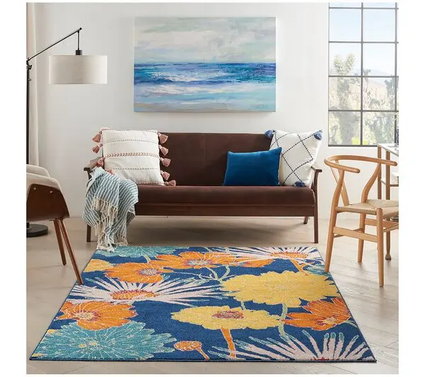 NOURISON HOME Allur Navy Multicolor 5' X 7' Rug