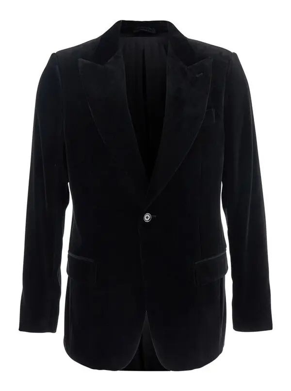 LARDINI Single-breasted Velvet Jacket - Black