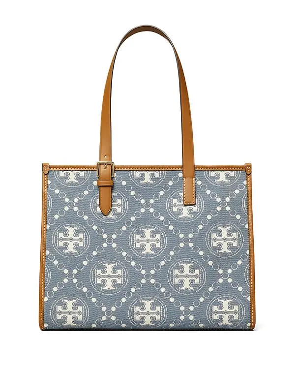 Tory Burch Small T Monogram Denim Tote - Multi/gold