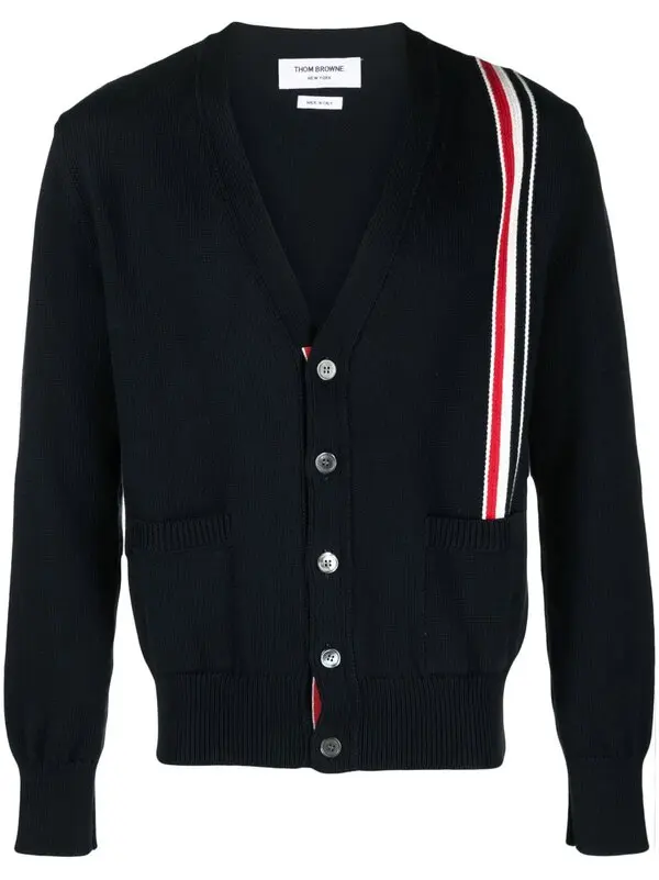 Thom Browne Rwb Stripe Intarsia Cotton Cardigan