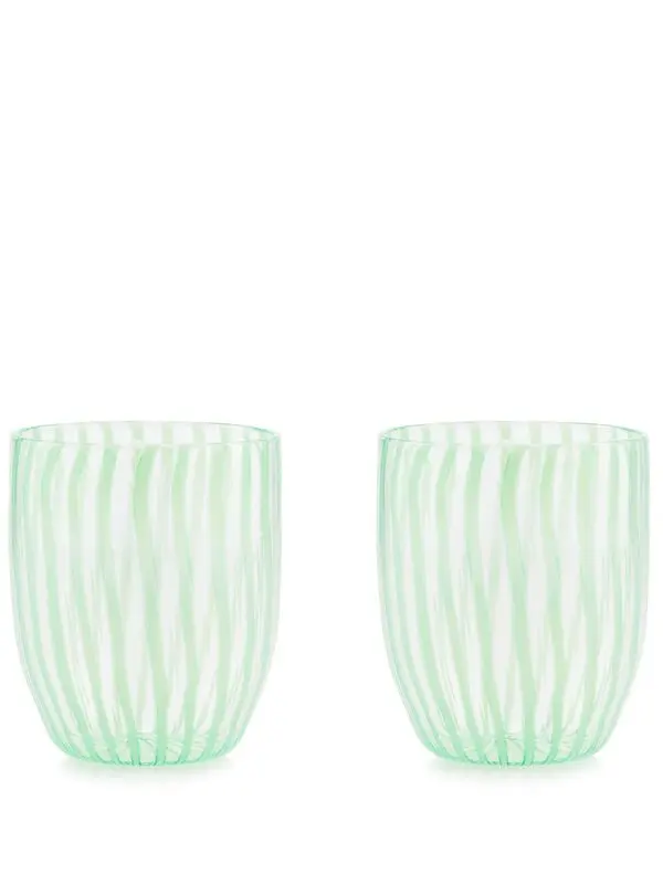 AQUAZZURA CASA Capri Stripe Tumblers - Green