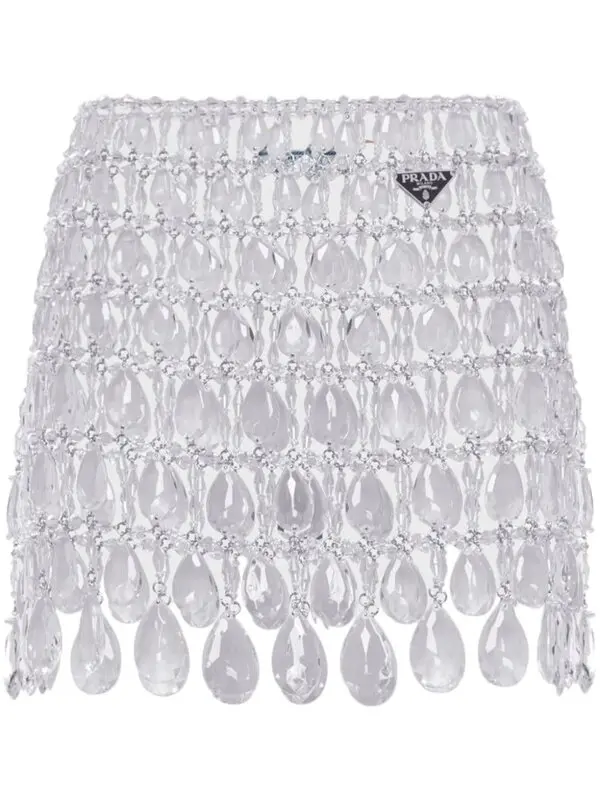 Prada Crystal-embellished Fringed Miniskirt