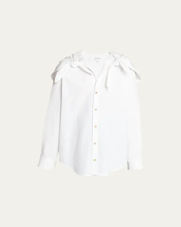 Bottega Veneta Knotted Cotton Canvas Shirt - Bianco