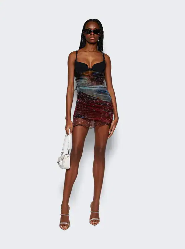 Mugler Printed Mini Dress In Liquid Print - 40% Off | Editorialist
