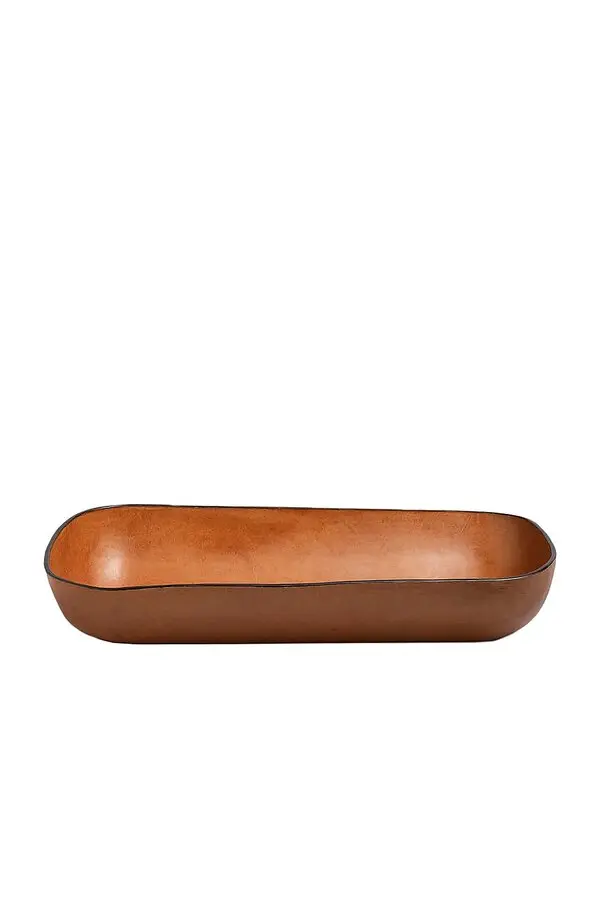 HUNTING SEASON Molded Leather Oversized Oval Bowl - Cognac