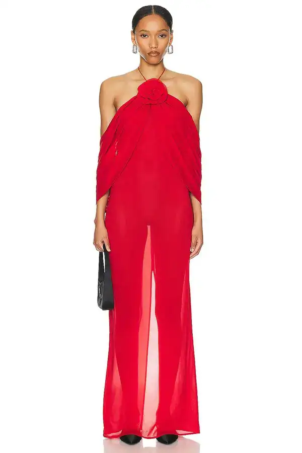Magda Butrym Halter Neck Dress In Red - 68% Off | Editorialist