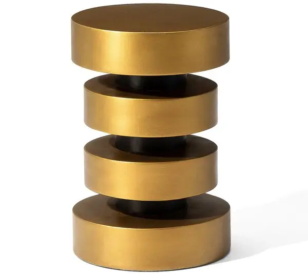 GLITZHOME Modern Gold Floating Disks Side Table /accent Stool