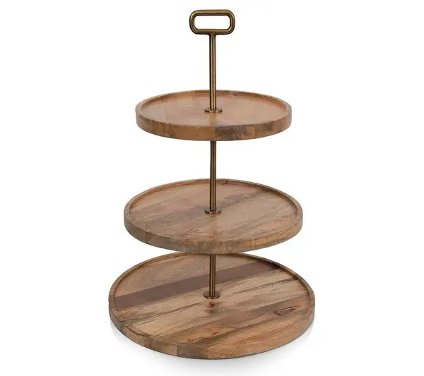 TOSCANA Tapas Mango Wood 3-tiered Serving Tray