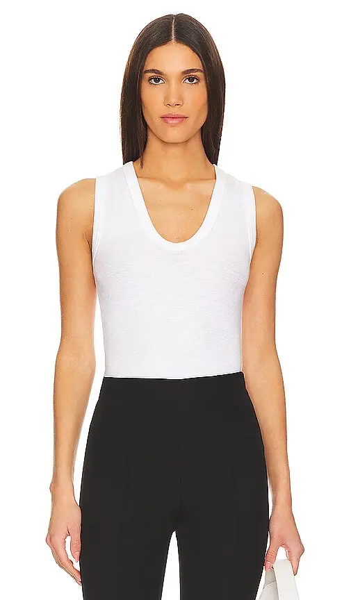 Enza Costa Textured Rib Sleeveless U Tank